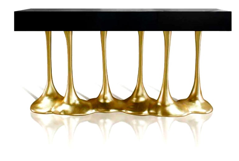 Sculptural and Luxurious "Argos" Futuristic Console Table in Black and ...