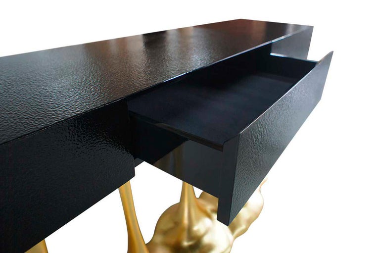 Sculptural and Luxurious "Argos" Futuristic Console Table in Black and ...