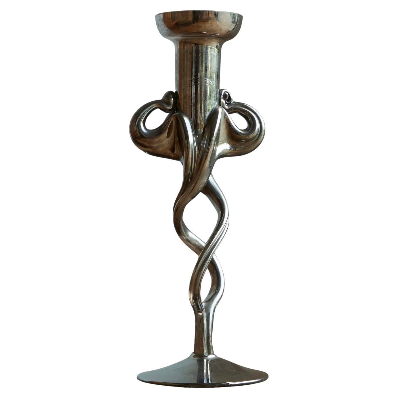 Sculptural Art Nouveau Candle Holder in Mercury Glass 1920s For Sale at ...