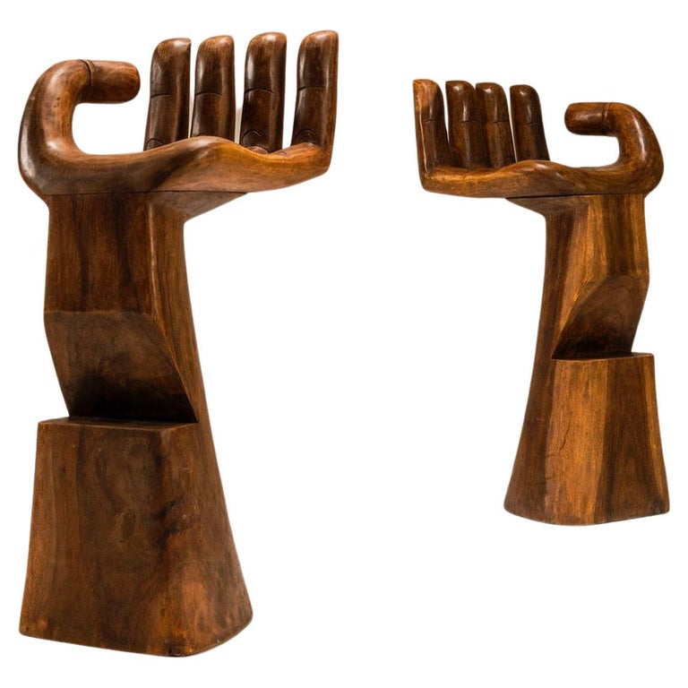 Sculptural Artisanal Hand-Shaped Stools in Wood, 1970s For Sale at 1stDibs