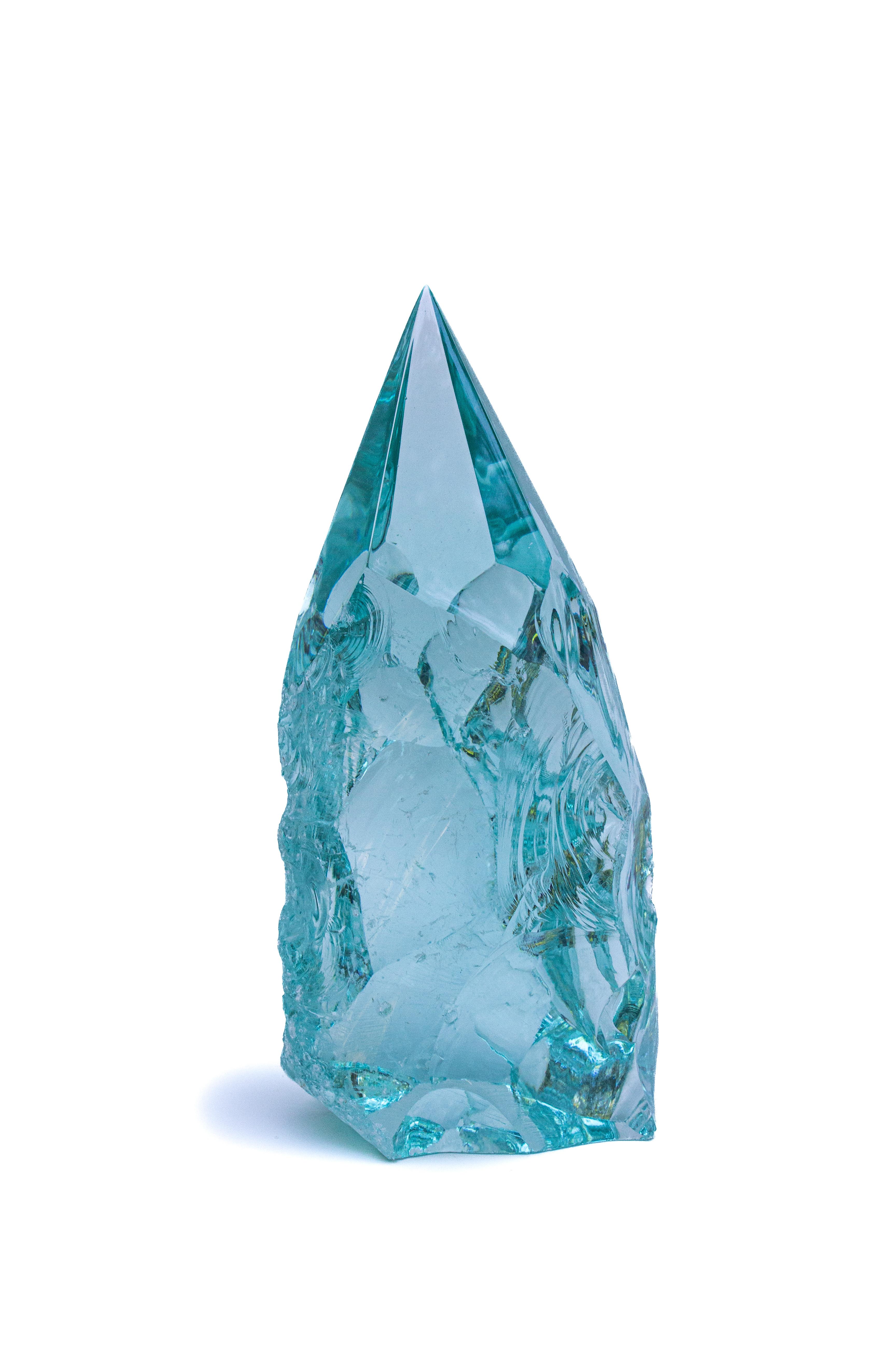 Sculptural Blue Lava Glass Point with Natural Forming Indentions For ...