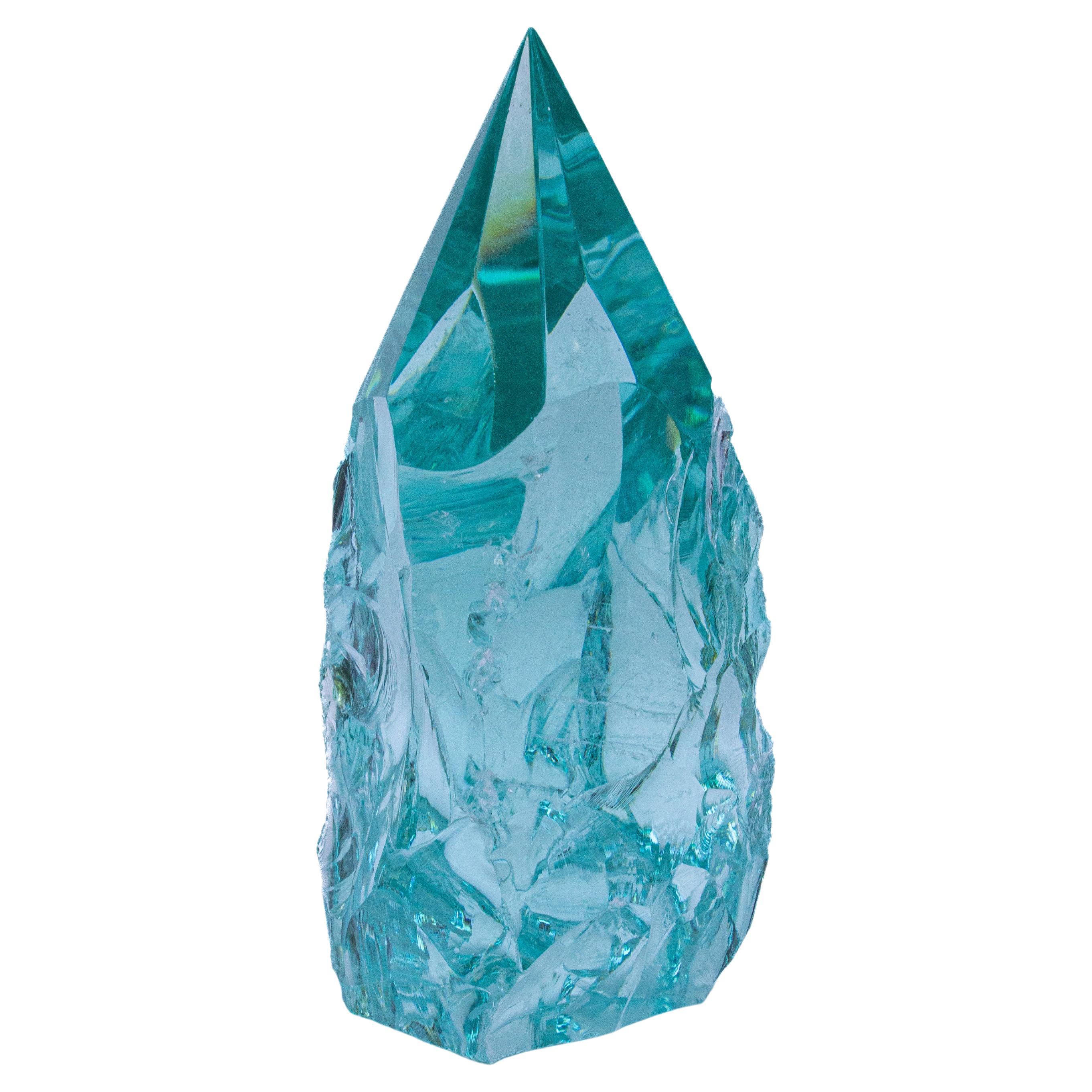 Sculptural Blue Lava Glass Point with Natural Forming Indentions For ...