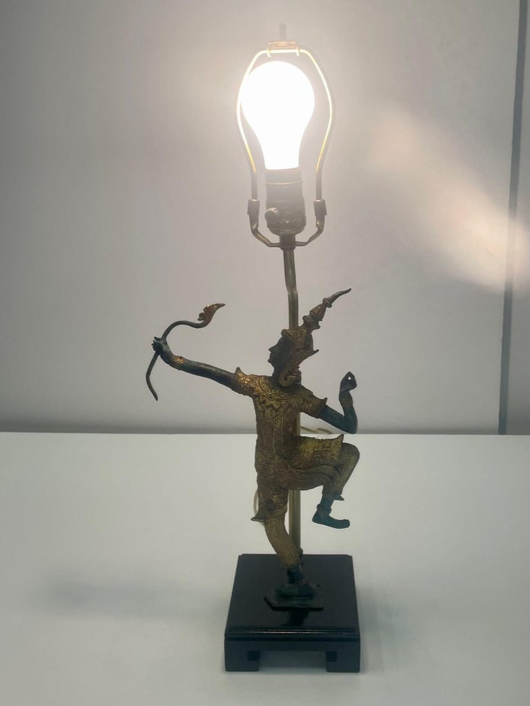 Sculptural Bronze Table Lamp with Figure of a Warrior at 1stDibs