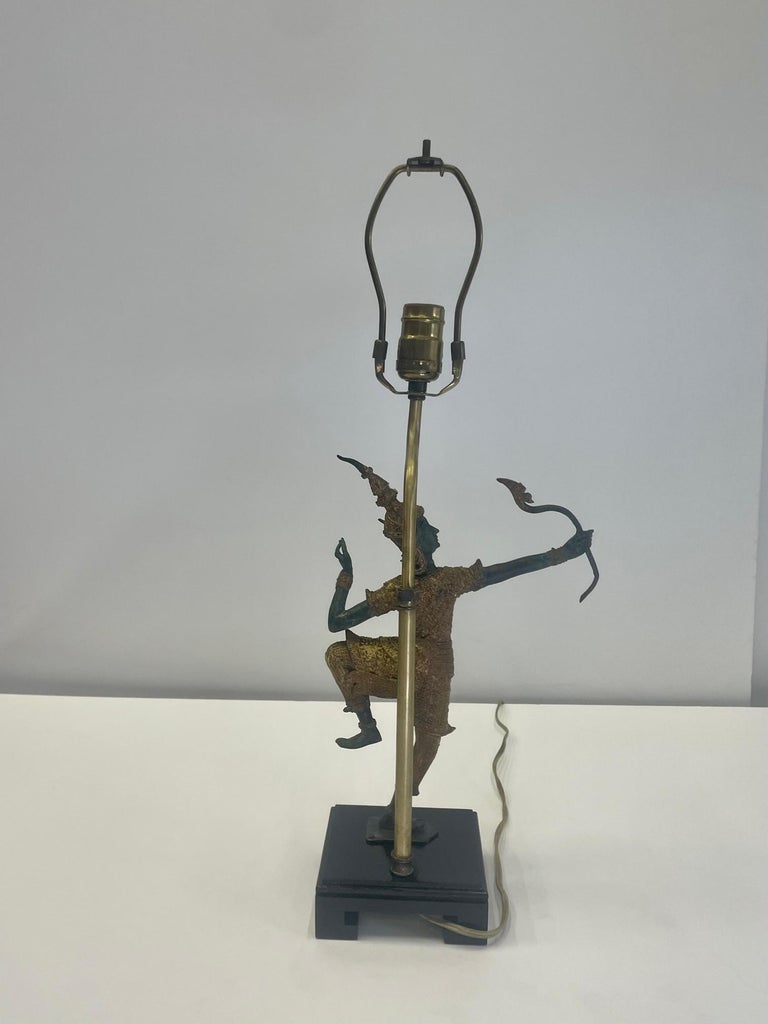 Sculptural Bronze Table Lamp with Figure of a Warrior at 1stDibs
