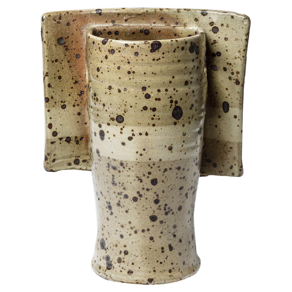 Pair of Sculptural Black Brown Ceramic Lamps by George Scatchard at 1stDibs