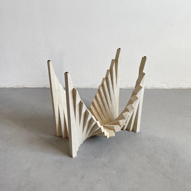 Sculptural Italian Brutalist Dining Table from the 1970s, Travertine ...