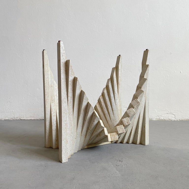 Sculptural Italian Brutalist Dining Table from the 1970s, Travertine ...