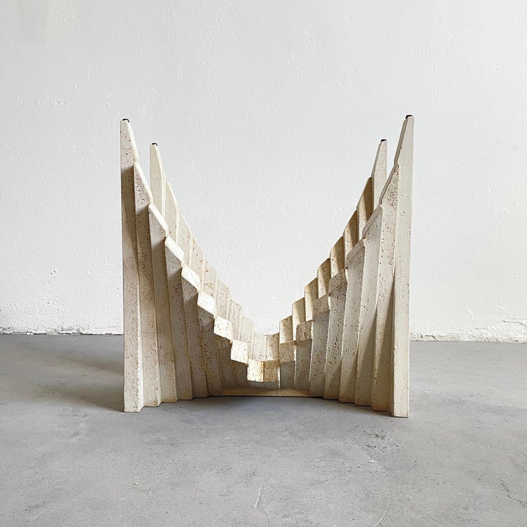 Sculptural Italian Brutalist Dining Table from the 1970s, Travertine ...