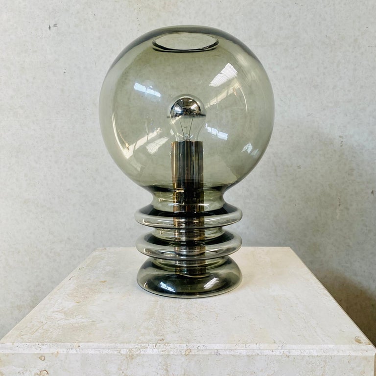 Sculptural "Bulb Moon" Glass Table Lamp by Glashütte Limburg, Germany ...