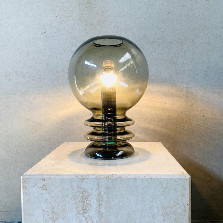Sculptural "Bulb Moon" Glass Table Lamp by Glashütte Limburg, Germany ...