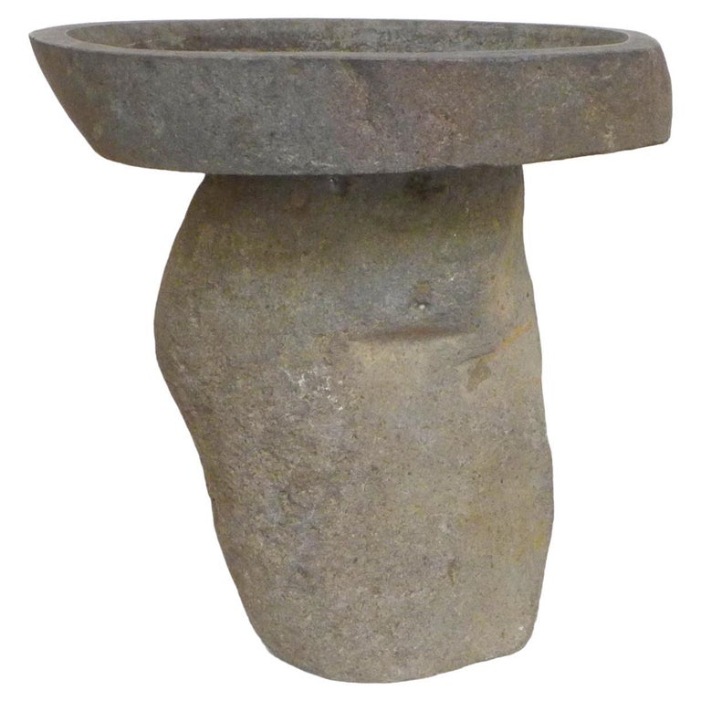 Sculptural Carved Stone Bird Bath at 1stDibs