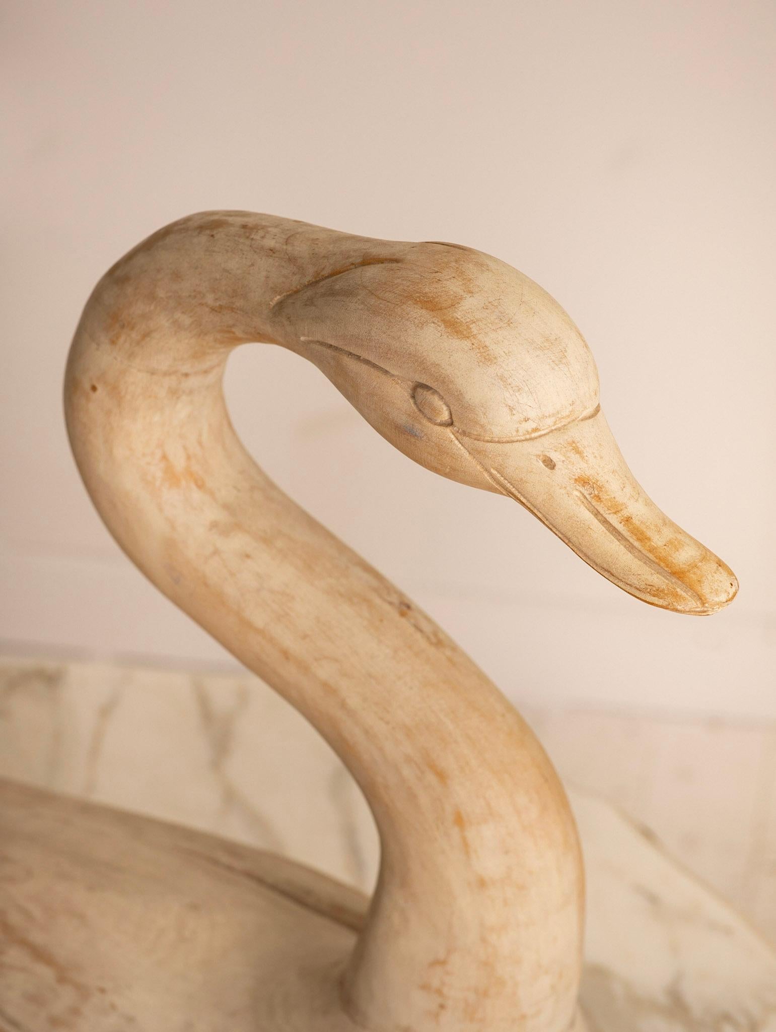 Sculptural Carved Wood Swan at 1stDibs
