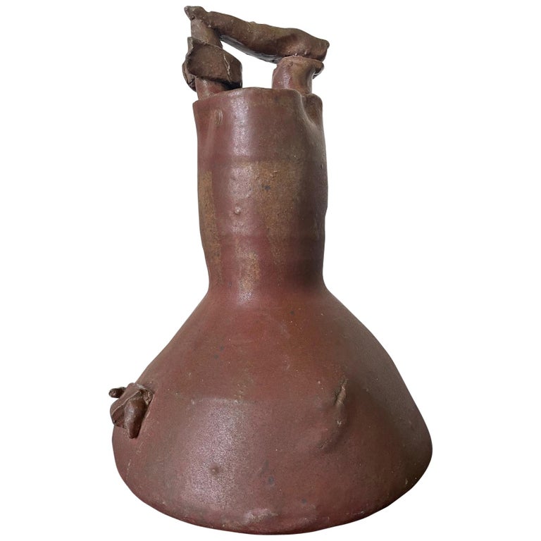 Sculptural Ceramic Handled Vase by Robert Turner For Sale at 1stDibs