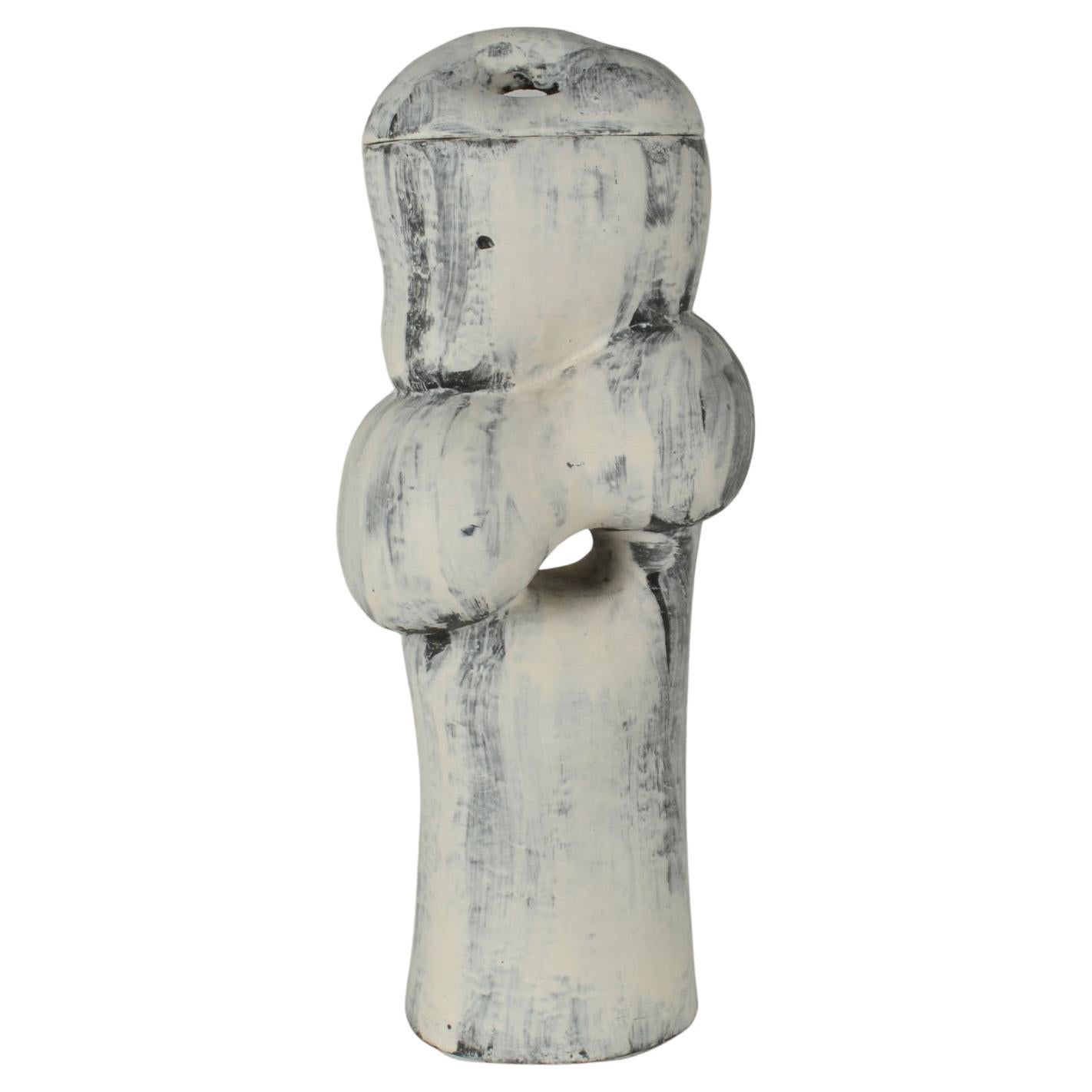 Jacobson Ceramic Raku Vessel with Sculptural Lid at 1stDibs