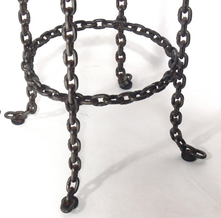 Sculptural Chain Bar Stools in Edelman Leather at 1stDibs