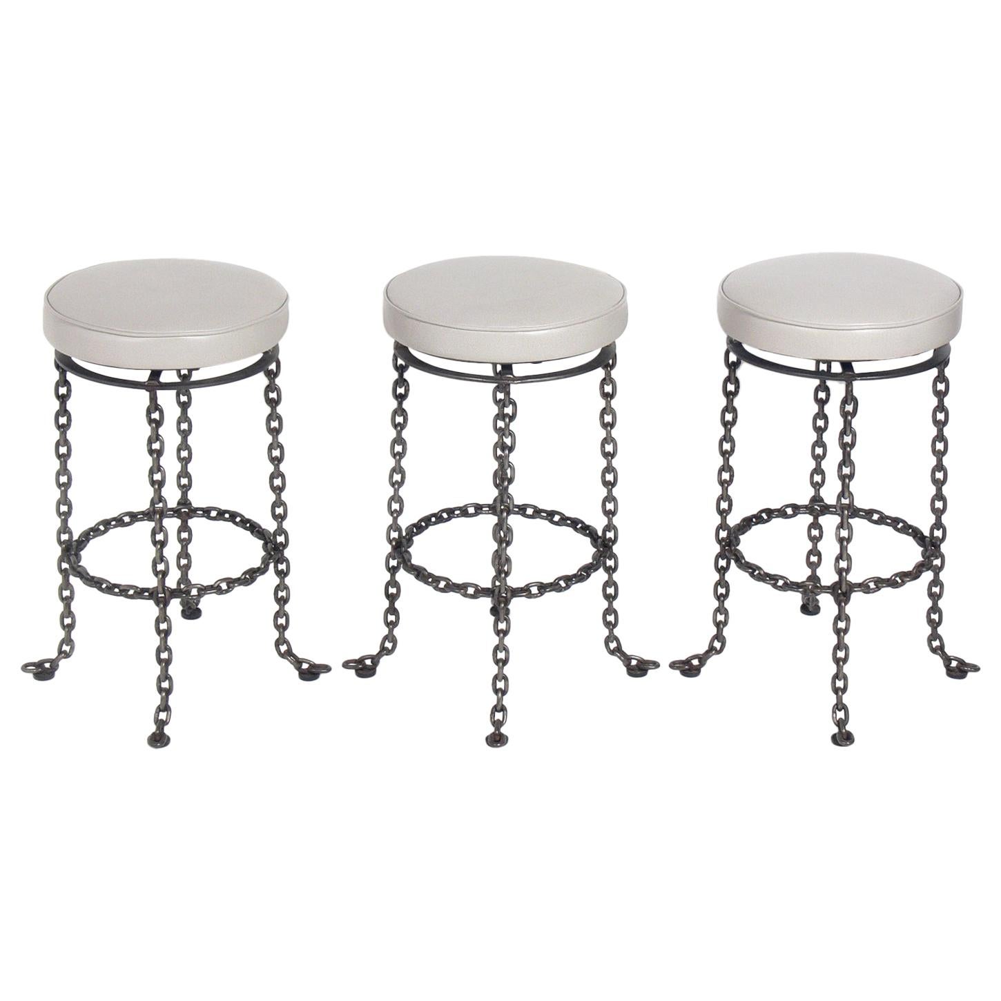 Sculptural Chain Bar Stools in Edelman Leather at 1stDibs