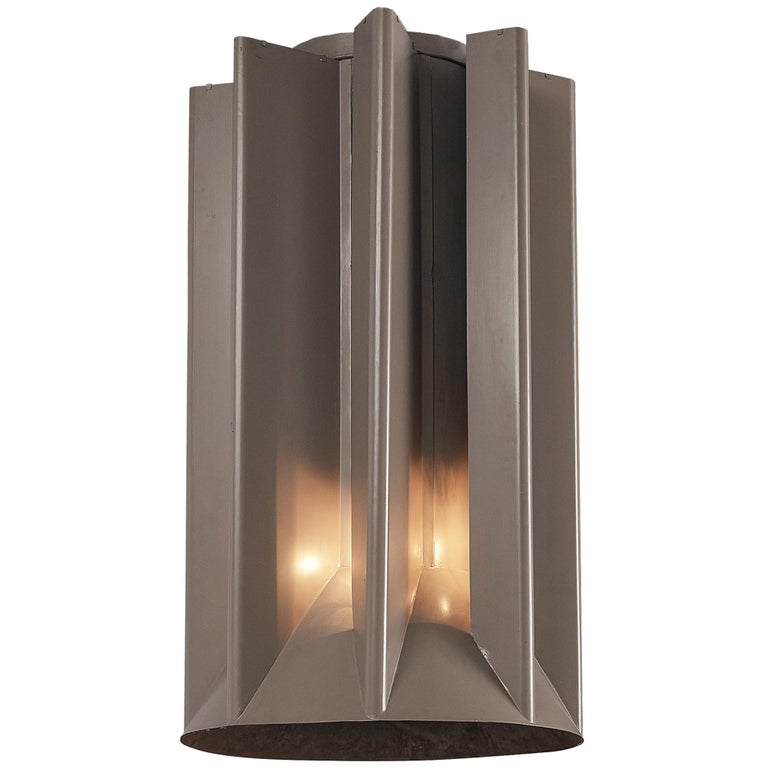 Sculptural Chimney in Grey Metal with Lights For Sale at 1stDibs