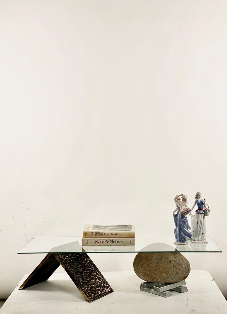 Sculptural Coffee Table in Bronze, Pewter and Stone 21st Century by ...