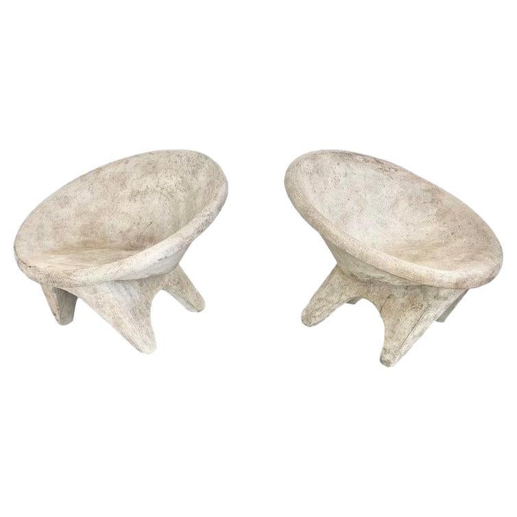 Pair of Sculptural Concrete Chairs by Merit Los Angeles For Sale at 1stDibs