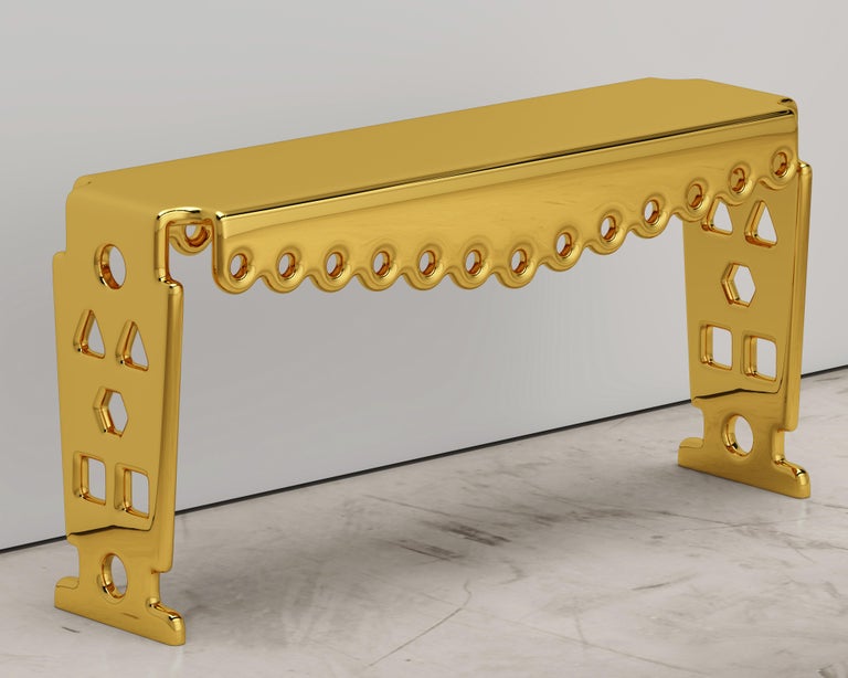 Brass Console With Mirror Polished Finish Functional Art Collectible ...