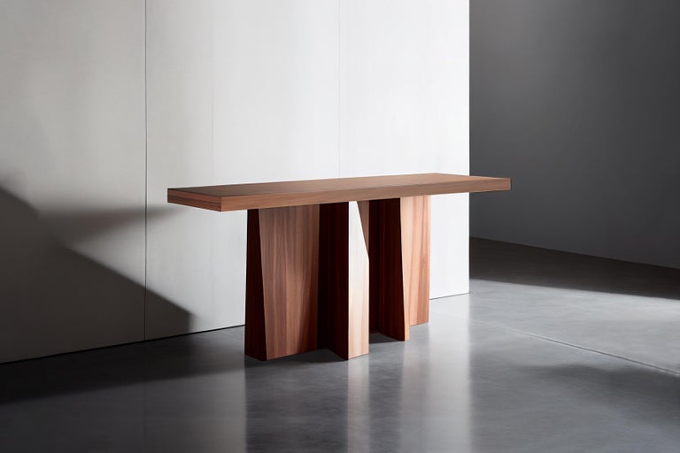 Sculptural Console Table, Sideboard Made of Solid Walnut Wood, Narrow ...
