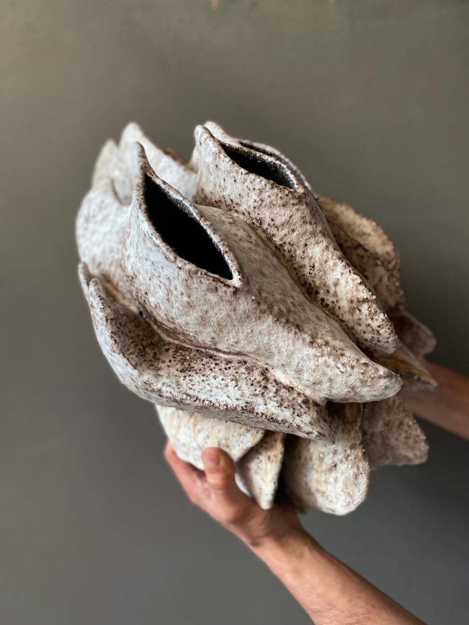 Sculptural Contemporary Unglazed Chamotte Vase Following the Wind by ...