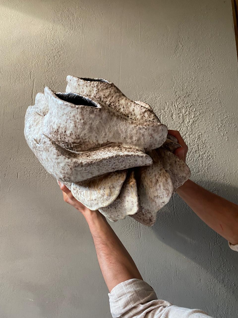 Sculptural Contemporary Unglazed Chamotte Vase Following the Wind by ...