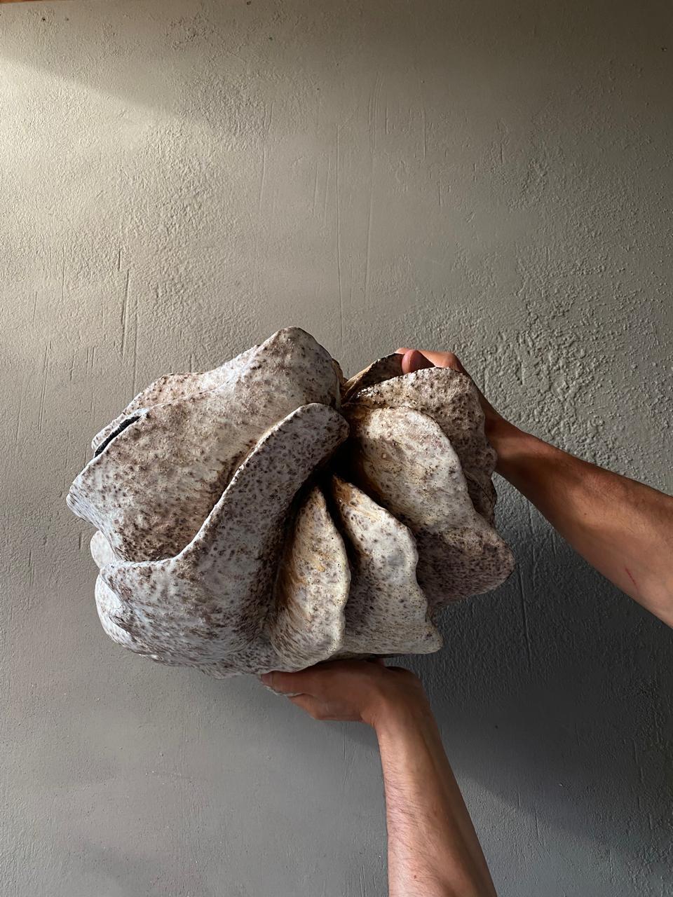 Sculptural Contemporary Unglazed Chamotte Vase Following the Wind by ...