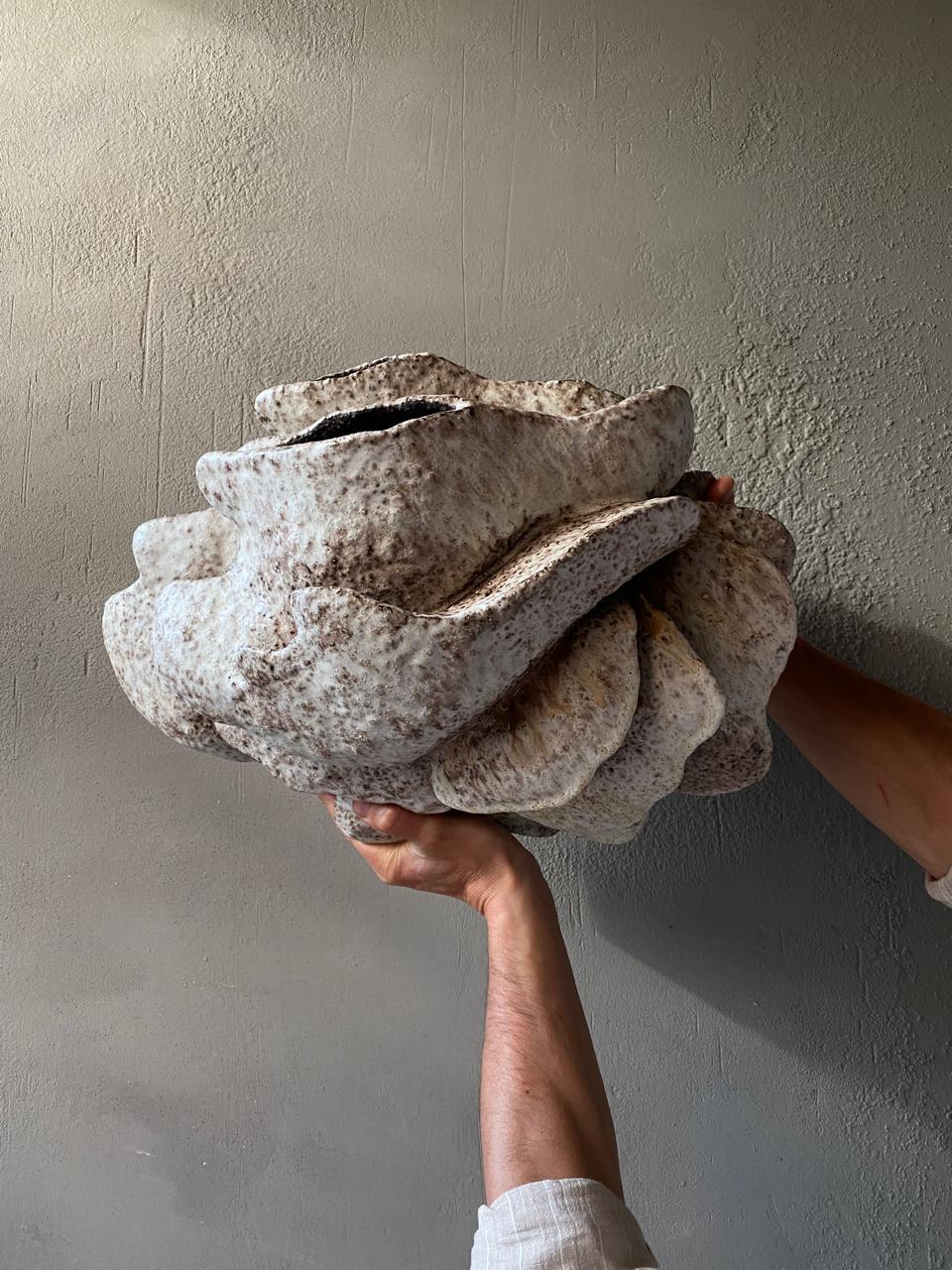 Sculptural Contemporary Unglazed Chamotte Vase Following the Wind by ...