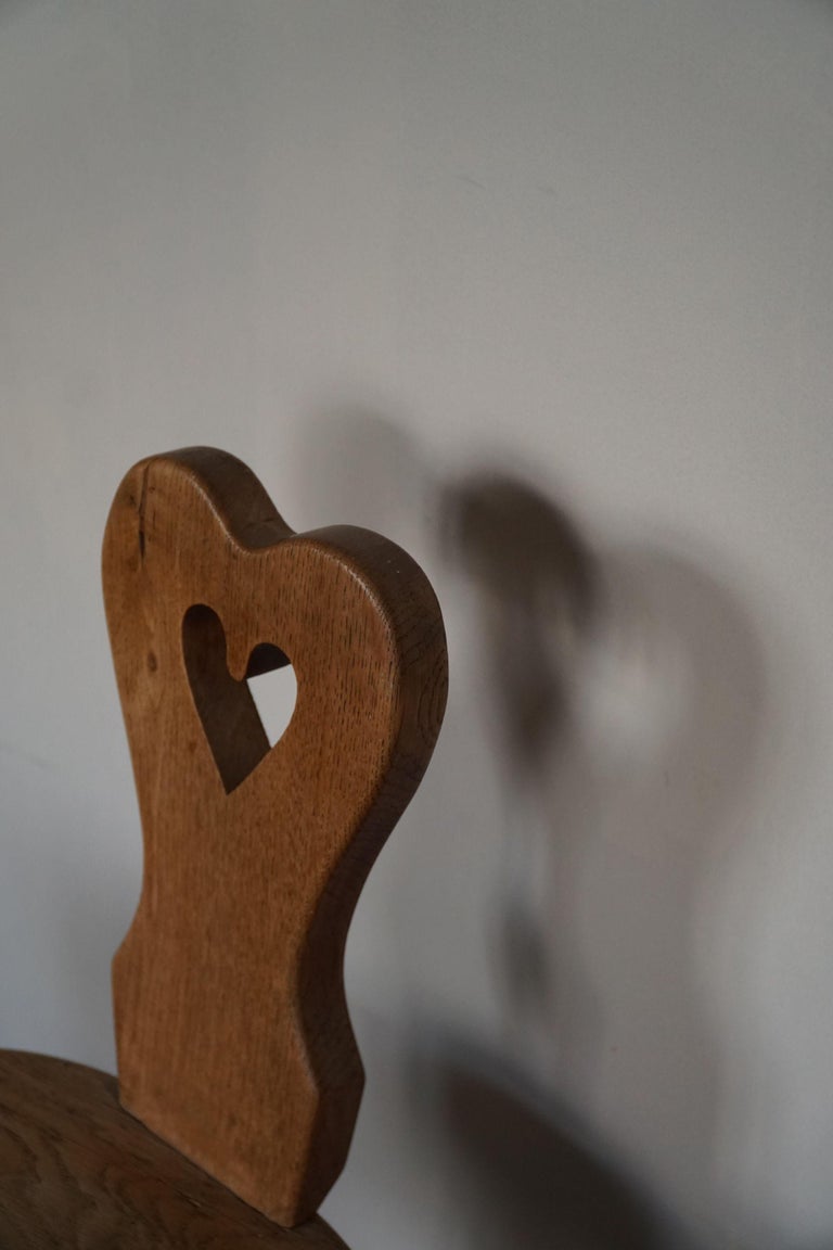 Sculptural Danish Primitive Heart Chair in Solid Oak, Early 20th ...