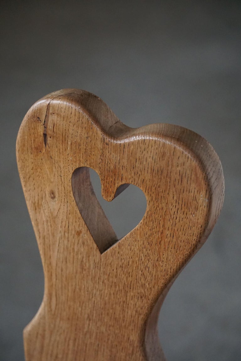 Sculptural Danish Primitive Heart Chair in Solid Oak, Early 20th ...