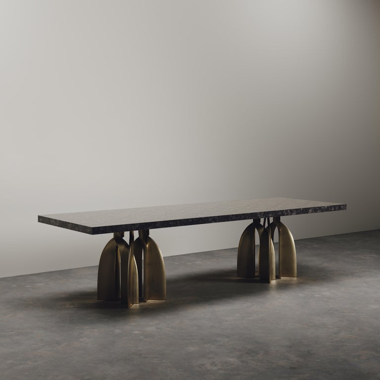 Sculptural Dining Table in Shell and Bronze Patina Brass by Kifu Paris ...