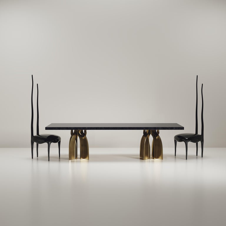 Sculptural Dining Table in Shell and Bronze Patina Brass by Kifu Paris ...