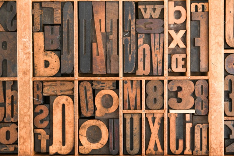 Sculptural Display Printing Blocks in Tray For Sale at 1stDibs