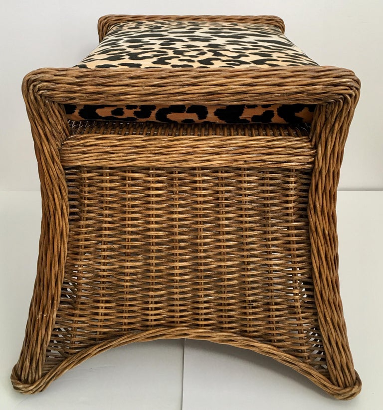 Sculptural Draped Wicker Bench with Animal Print Cushion at 1stDibs ...