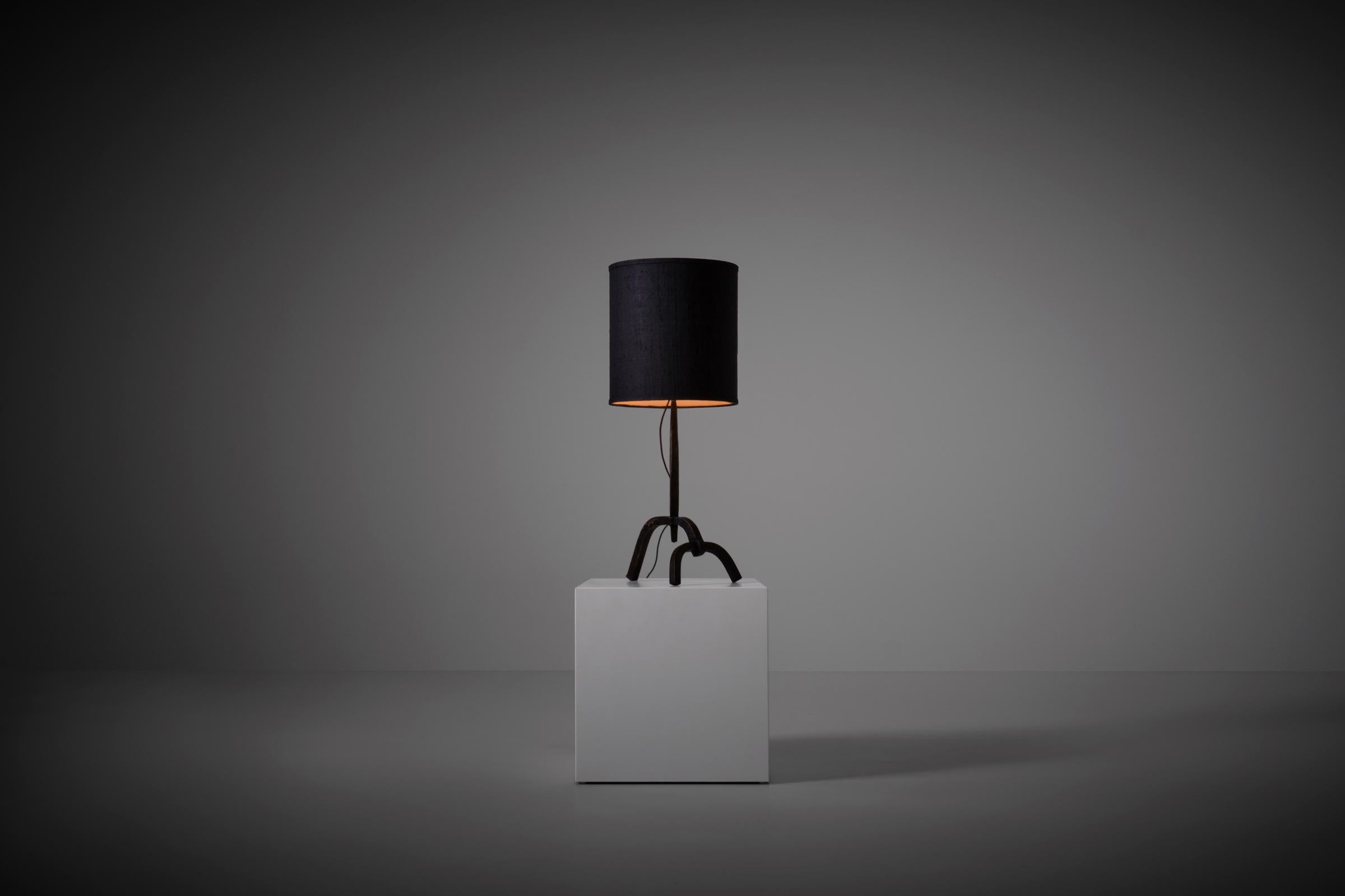 Sculptural Forged Iron Table Lamp, France 1950s For Sale at 1stDibs