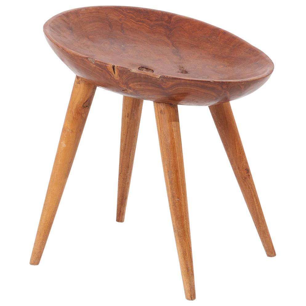 Carved Sculptural Wood Stool at 1stDibs