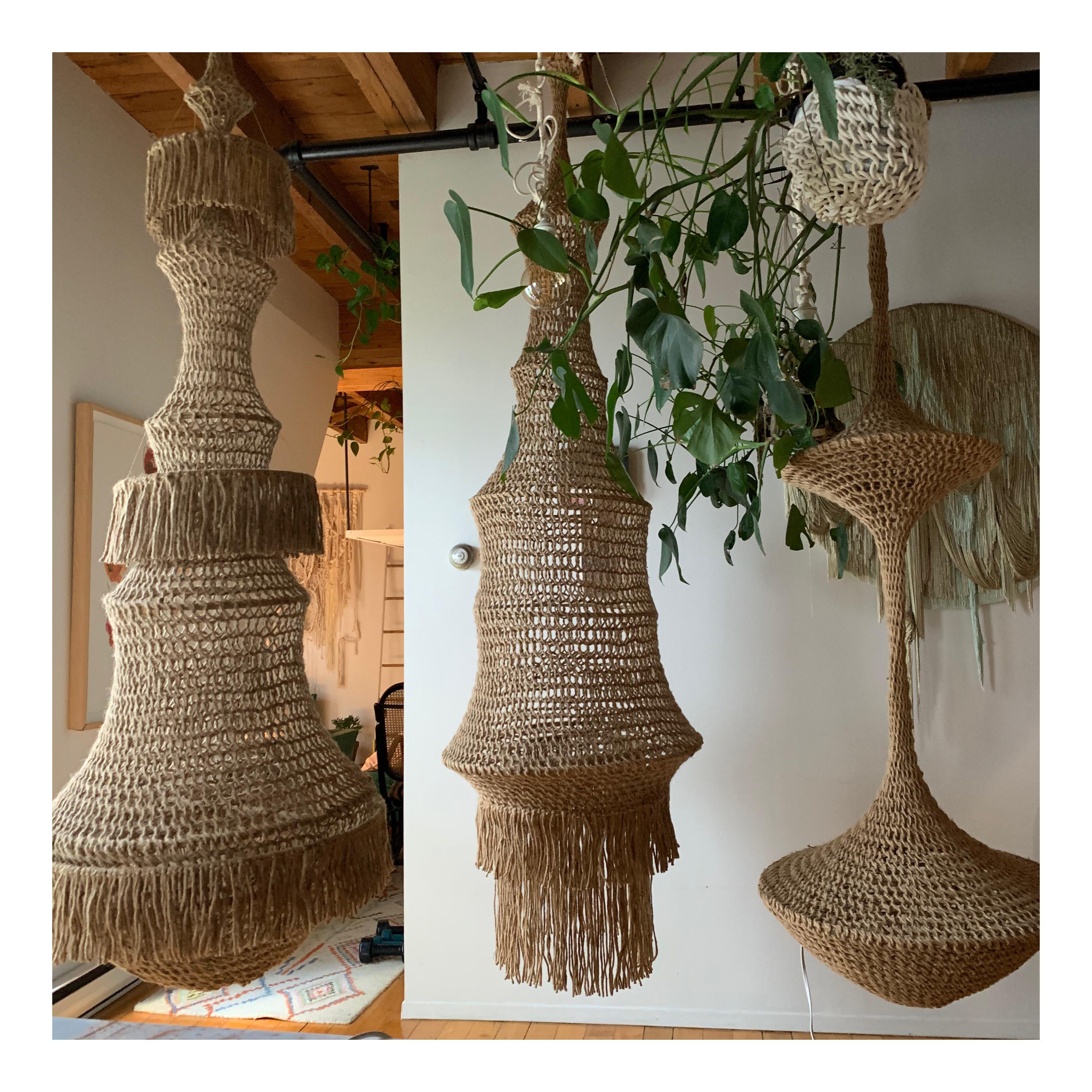 Sculptural Giant Hand-Crochet Textile Chandelier Briza Raw Collection ...