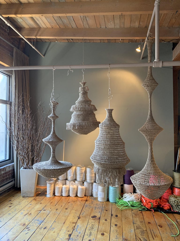 Sculptural Giant Hand-Crochet Textile Chandelier Carex Raw Collection ...