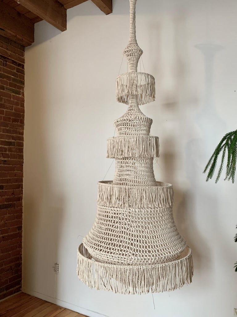 Sculptural Giant Hand-Crochet Textile Chandelier Luzule Raw Collection ...