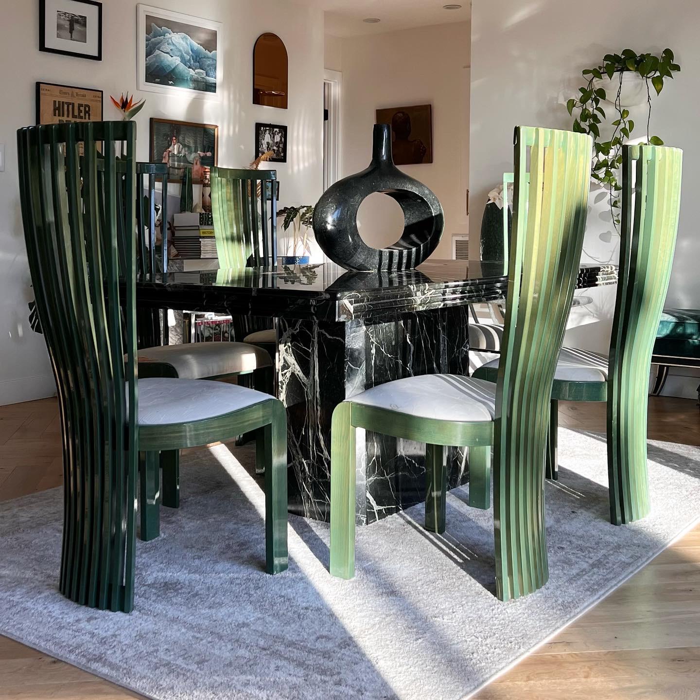 Sculptural Green Dining Chairs by Tonon, Set of 6, Early 1970s at ...