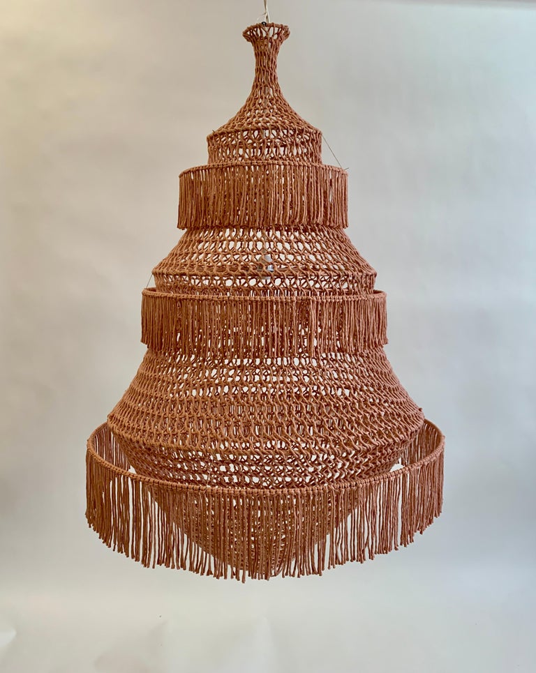 Sculptural Hand-Crochet Textile Lampshade Chandelier Typha Raw ...