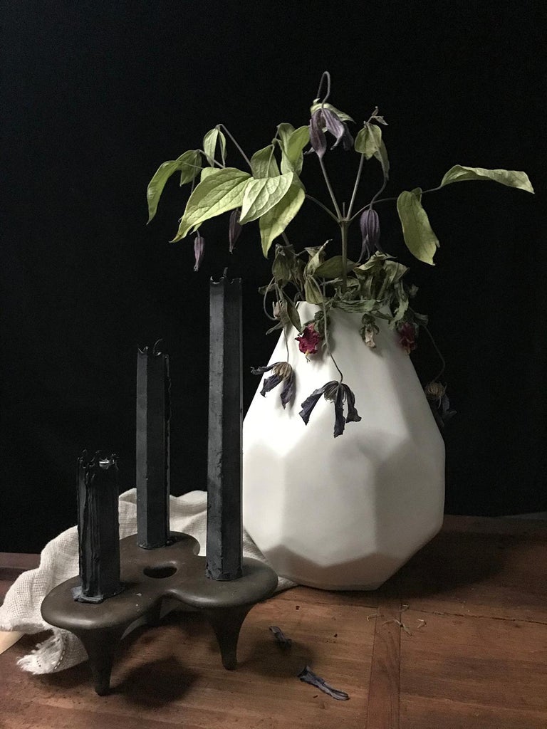 Sculptural Handcrafted Sand Cast Bronze Candlesticks 'Set of 3' For ...