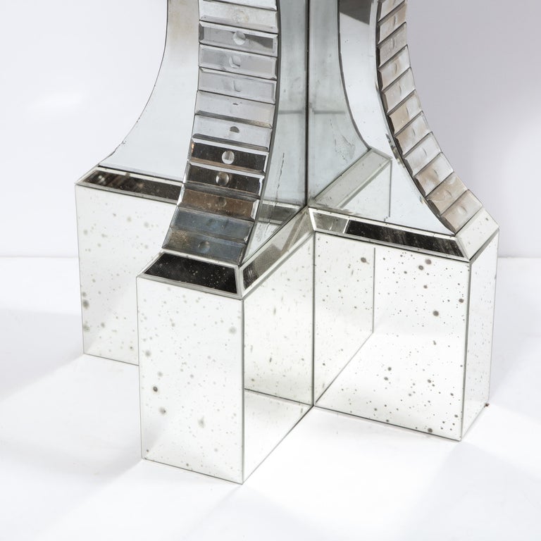 Sculptural Hollywood Regency Reverse Etched Beveled Antique Mirror ...