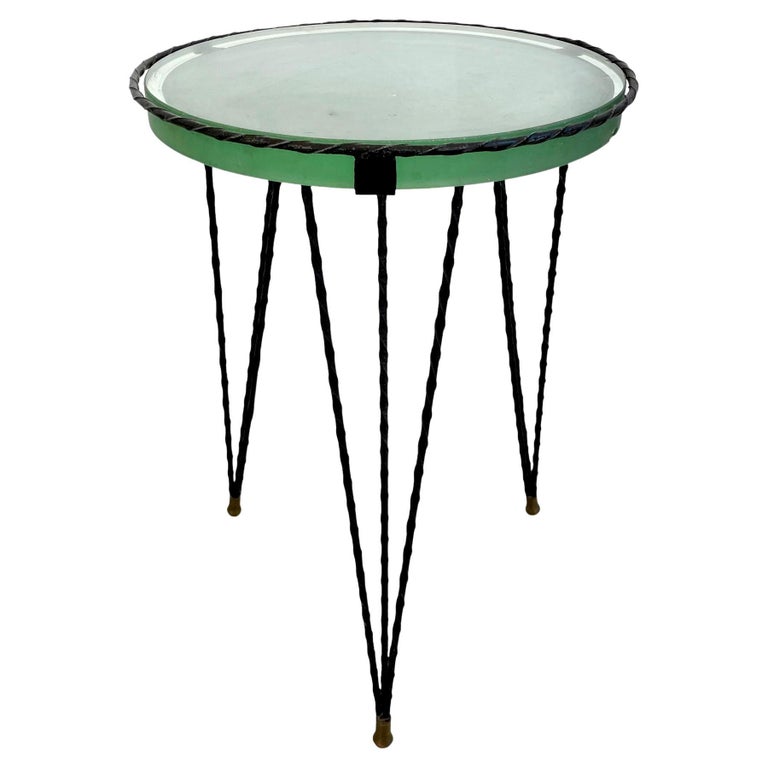 Sculptural Iron and Glass Side Table, 1960s France at 1stDibs