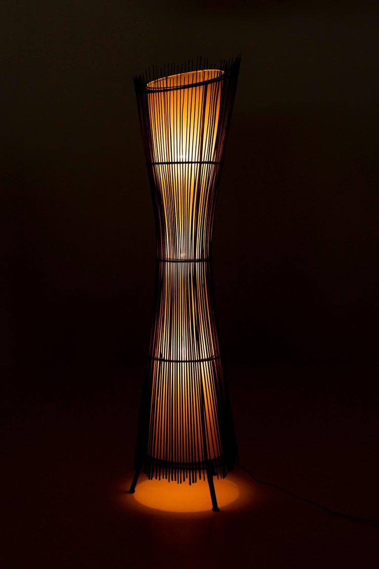 Sculptural Kobe Floor Lamp in Bamboo and Canvas, France 1980s For Sale ...