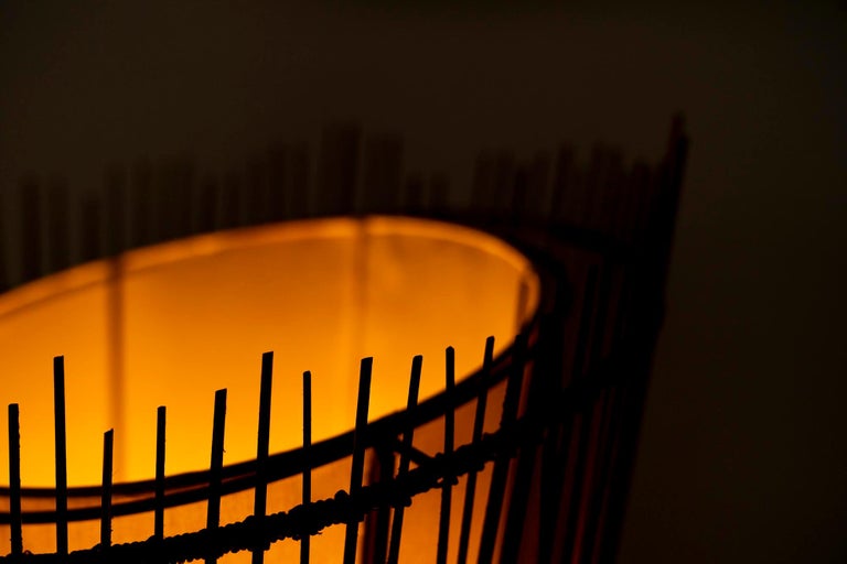 Sculptural Kobe Floor Lamp in Bamboo and Canvas, France 1980s For Sale ...