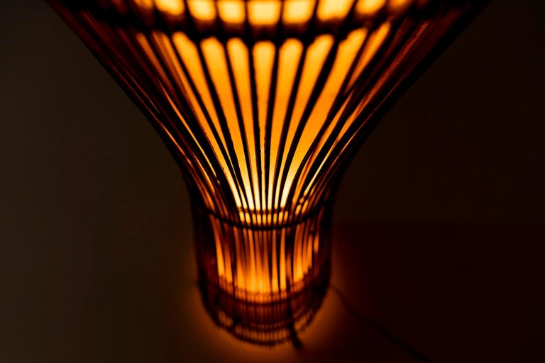 Sculptural Kobe Floor Lamp in Bamboo and Canvas, France 1980s For Sale ...