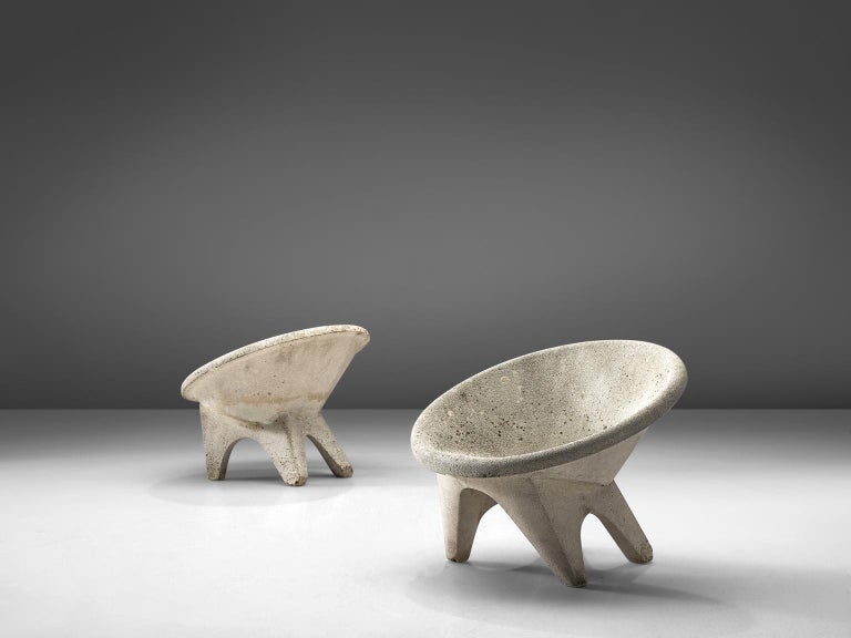 Sculptural Lounge Chairs in Concrete For Sale at 1stDibs