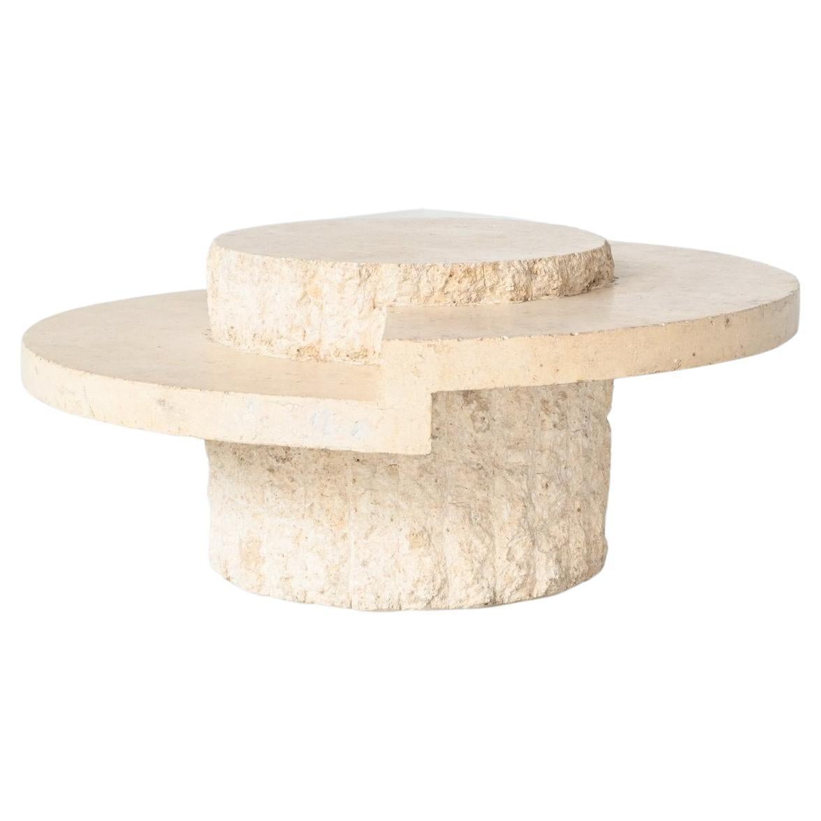 Sculptural Mactan Stone Round Coffee Table Belgium, 1970 at 1stDibs